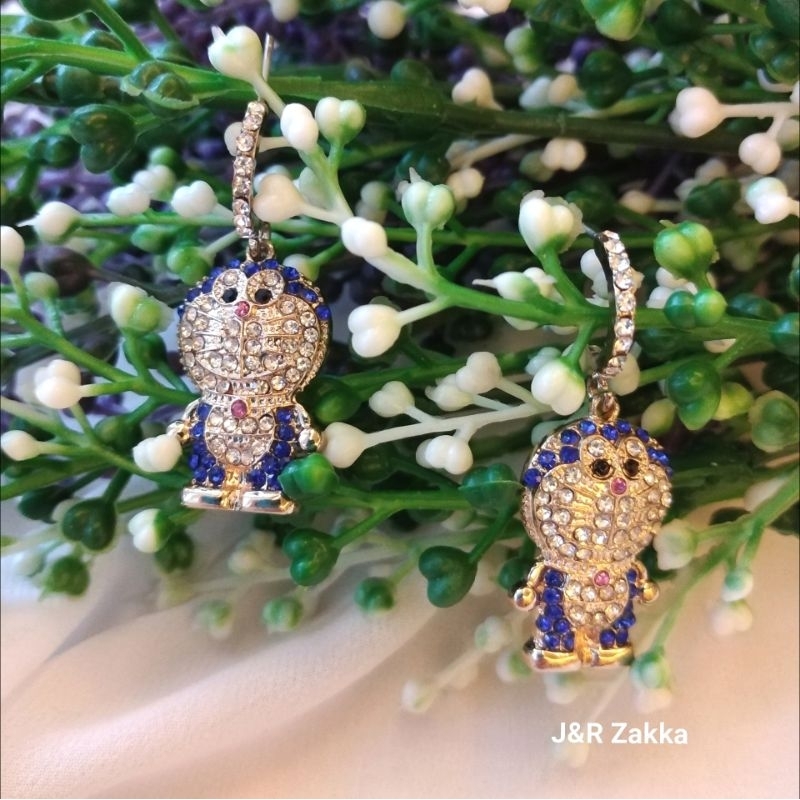 Doraemon Cute Earrings Gold Necklace哆啦A梦叮当可爱耳环金色项链 | Shopee Malaysia