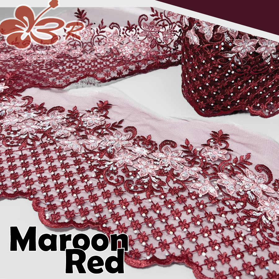 Renda Border Lace Batu Kilat / Kain Renda Corak Bunga Mewah / Sesuai ...
