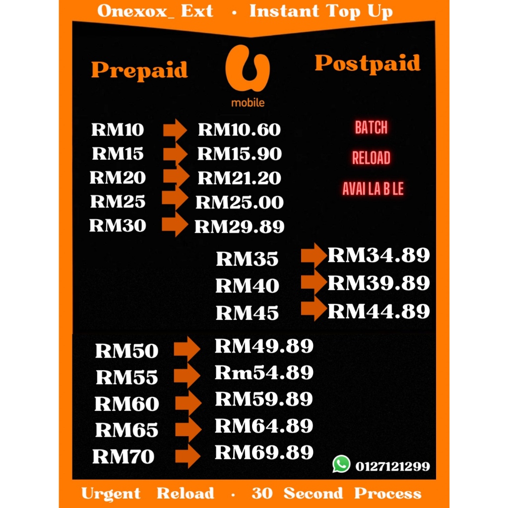 U Mobile Sim Instant Reload | Shopee Malaysia