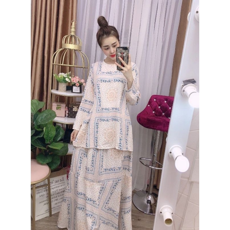 🔥sale 🔥one set baju kurung kain premium random corak | Shopee Malaysia