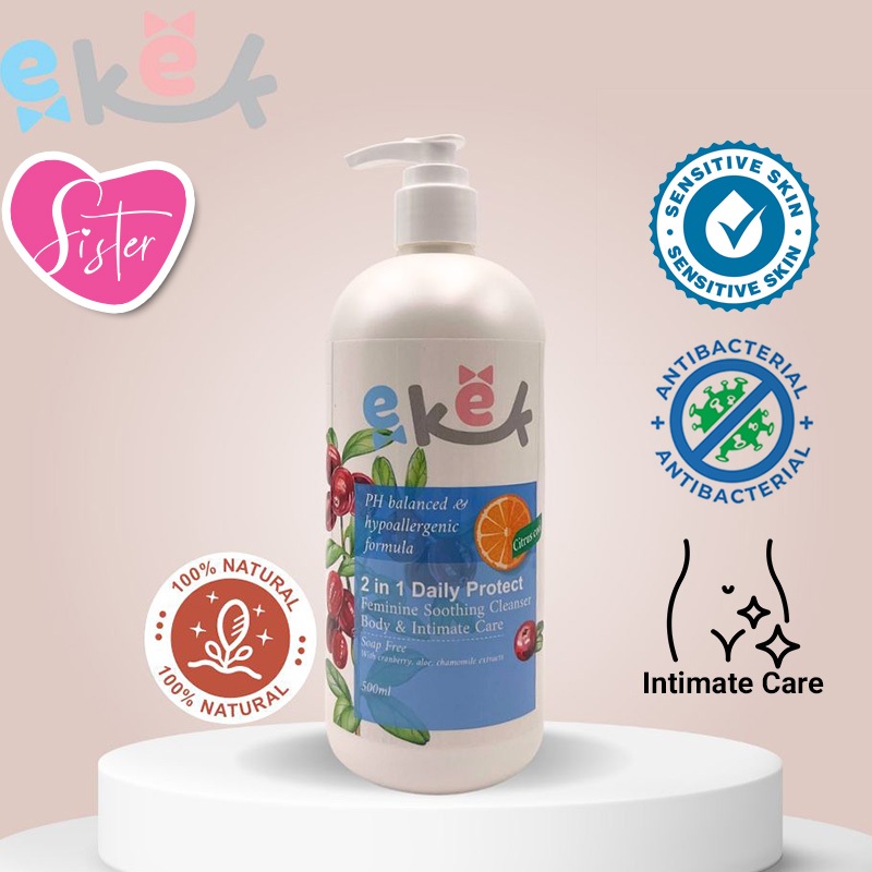 EKEK 2 in 1 Soothe Cleasnser Body & Intimate Wash 500ml Feminine wash ...