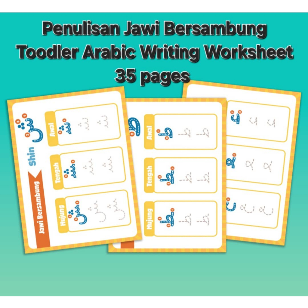 Kids Worksheet Kaedah Penulisan Jawi Bersambung Arabic Writing Method ...