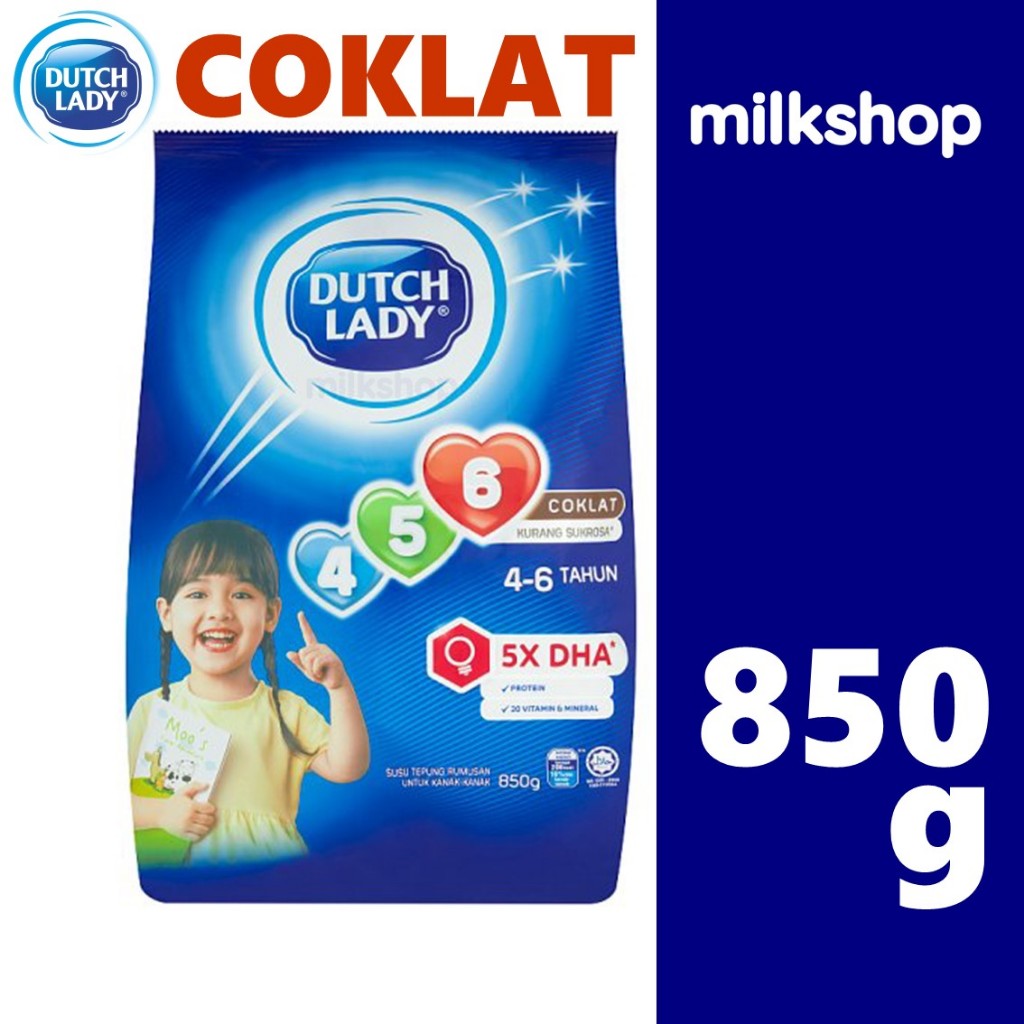 Dutch Lady 456 COKLAT 850g GUM 3+ Chocolate koko susu tepung DutchLady ...