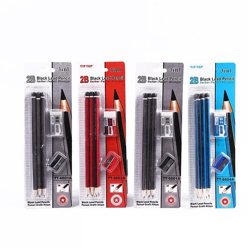 (Ready Stock) 2B Pencil Set Exam Set 6 Pcs Pencil 1 Eraser 1 Sharpener ...