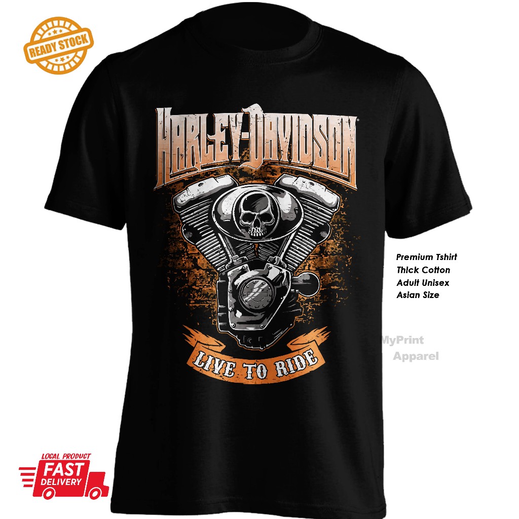 Harley Davidson Motorcycles Cruiser Fat Bob cotton tshirt | Shopee Malaysia
