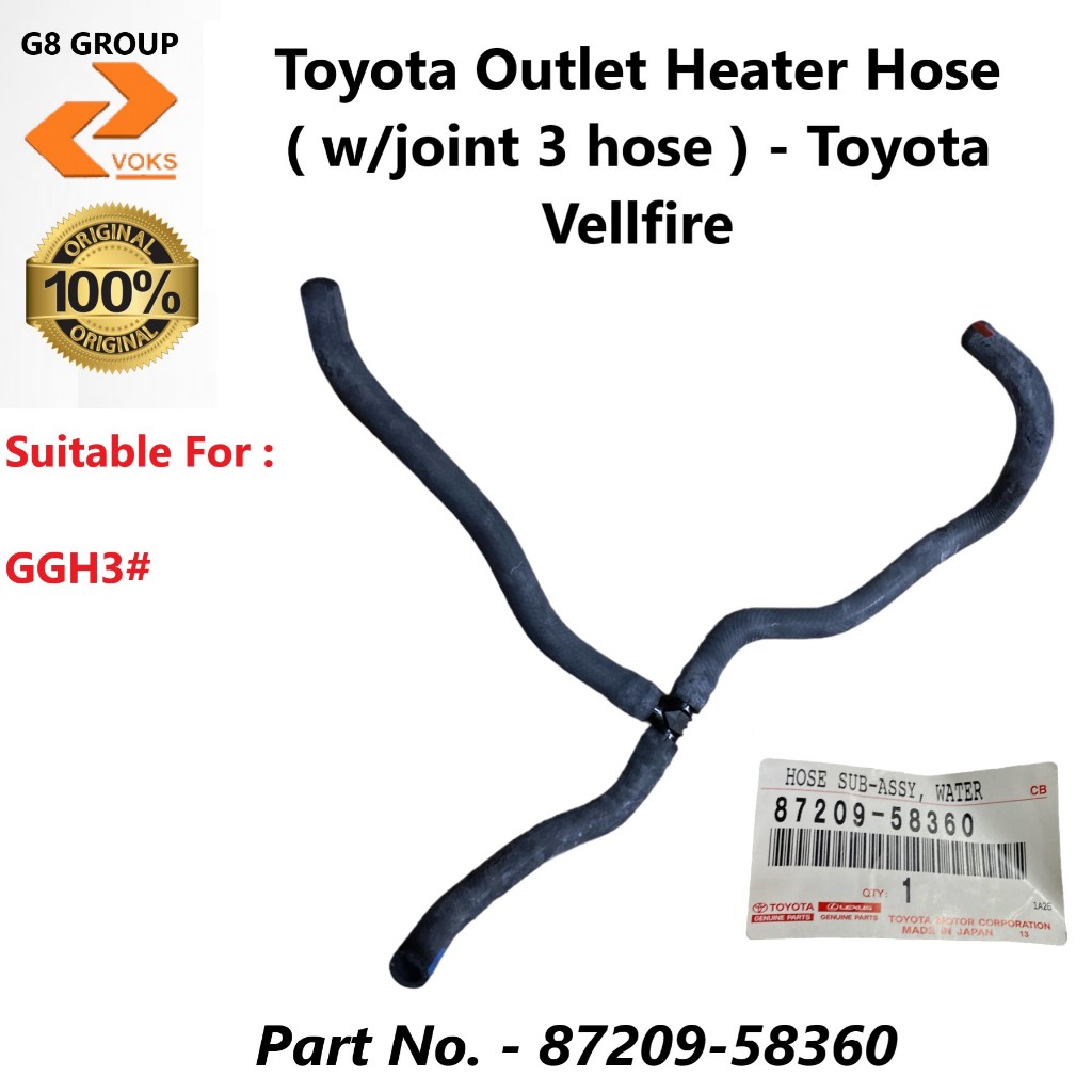 Toyota Outlet Heater Hose ( w/joint 3 hose ) - Toyota Vellfire ( 87209 ...
