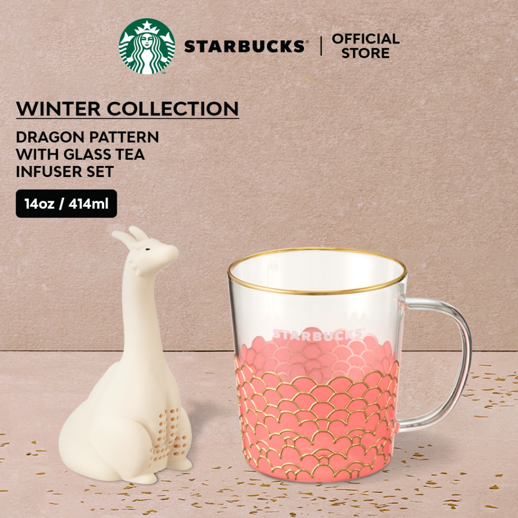 STARBUCKS Dragon Pattern with Glass Tea Infuser Set (14oz/414ml ...