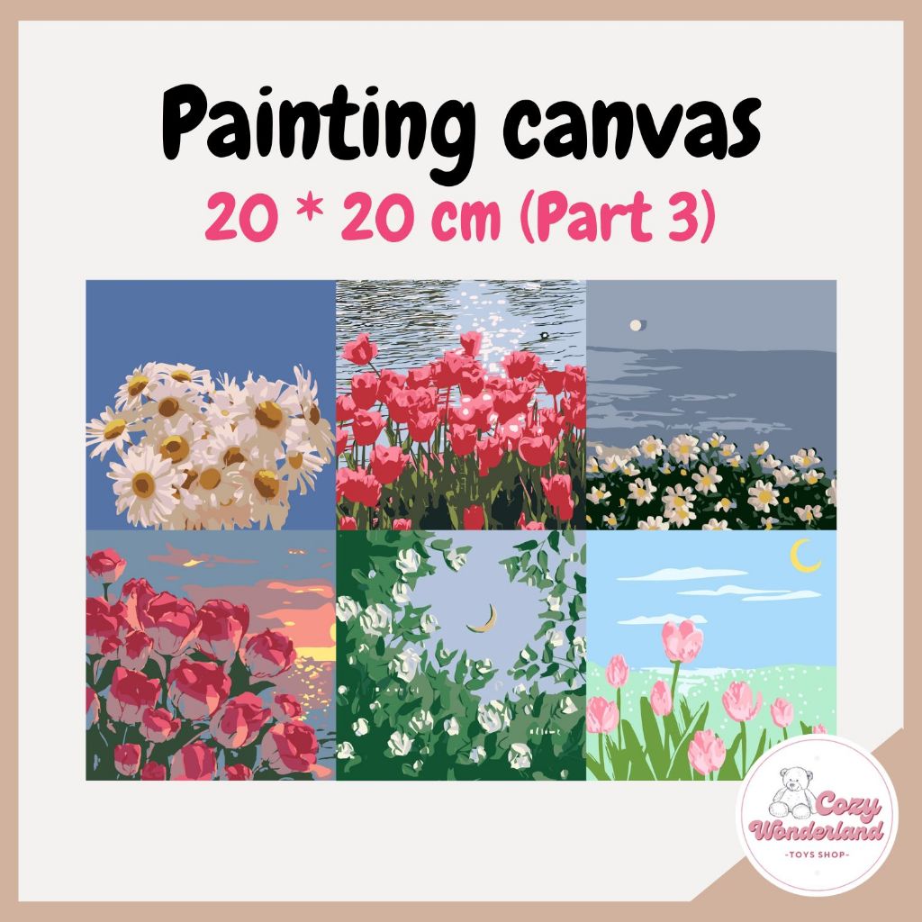 [Painting Canvas Part 3] Paint by number 20cm x 20cm DIY Oil Painting ...