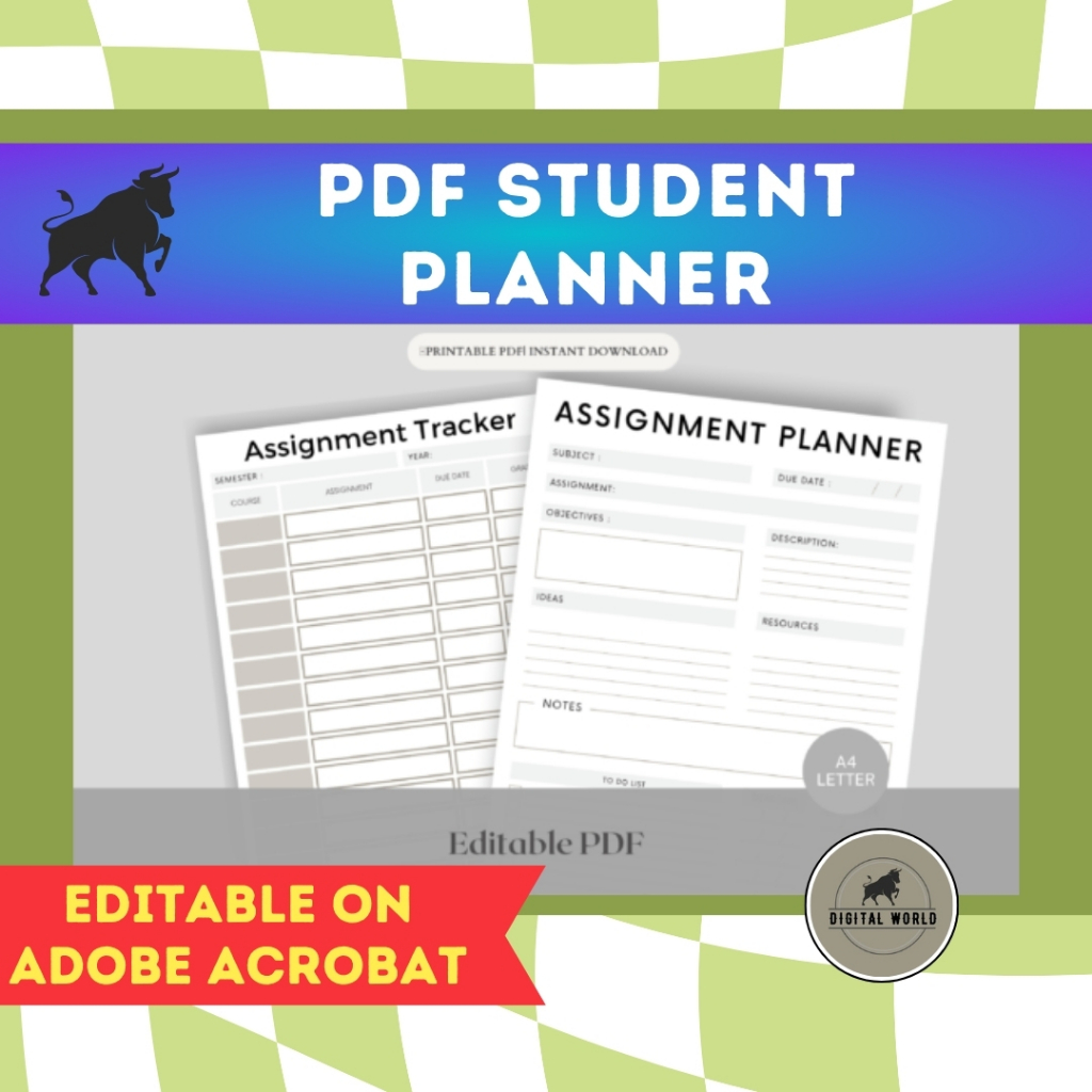 Editable PDF Student Planner | PDF Planner | Printable Planner ...