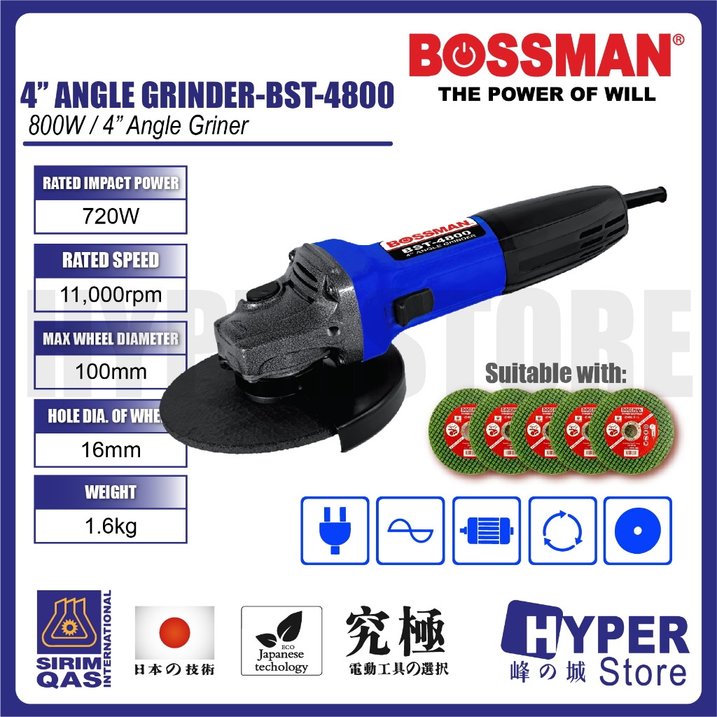 Bossman 4'' Machine Angle Grinder Expert Series Grinder Mesin Pengisar ...