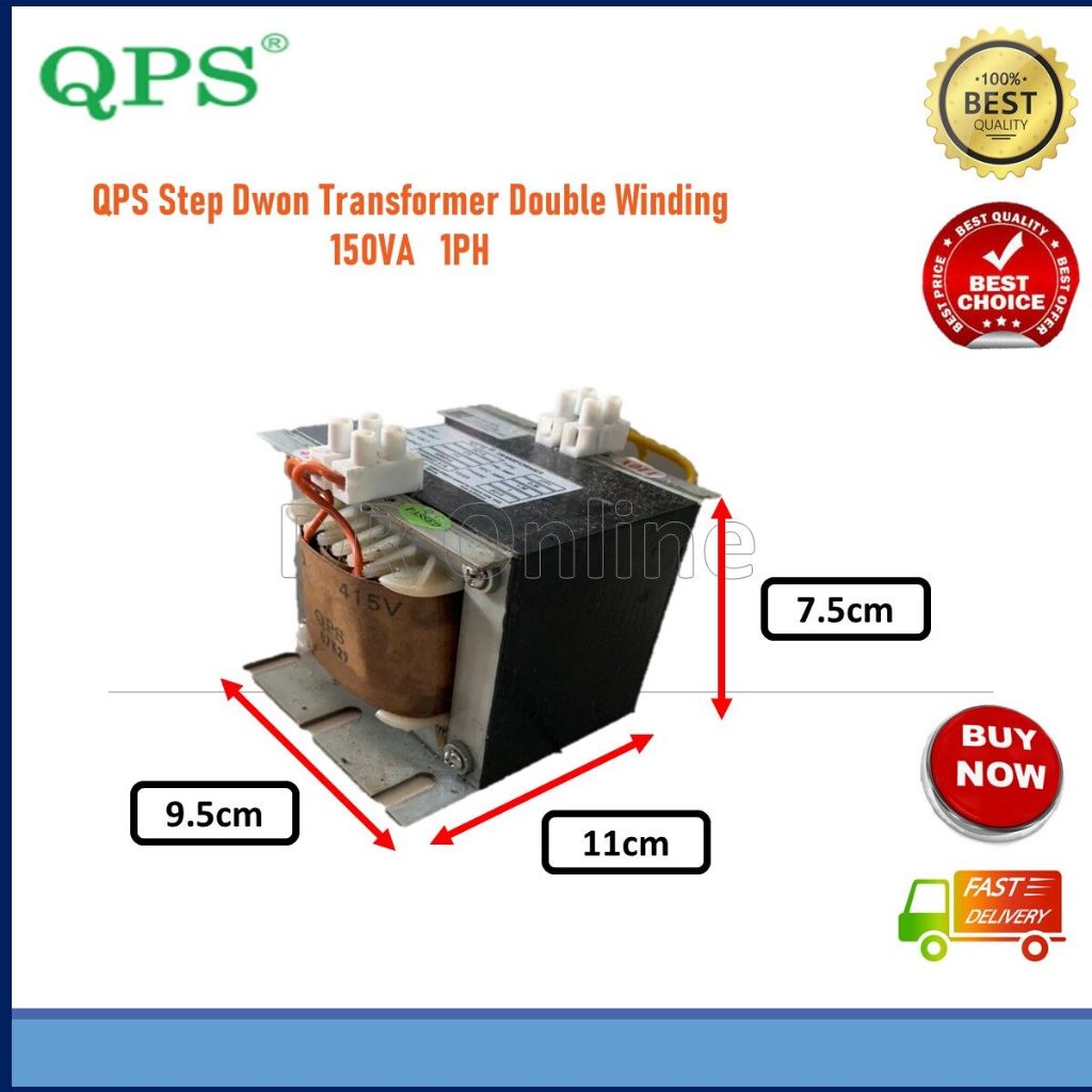 QPS Step Down Transformer 1phase 150VA Input 415V Output 24V | Shopee ...