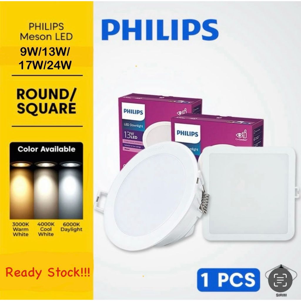 PHILIPS MESON Recessed Downlight 4" 5" 6" 8" 9W 13W 17W 24W LED Ceiling Light 59464 59465 59466 ...