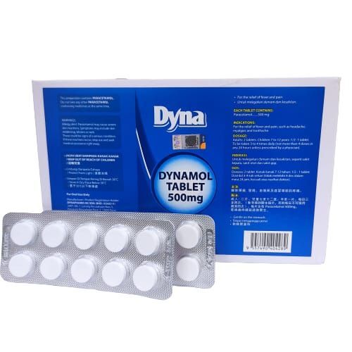 DYNA DYNAMOL TABLETS PARACETAMOL 500mg X 4 STRIPS (Ubat demam, sakit ...