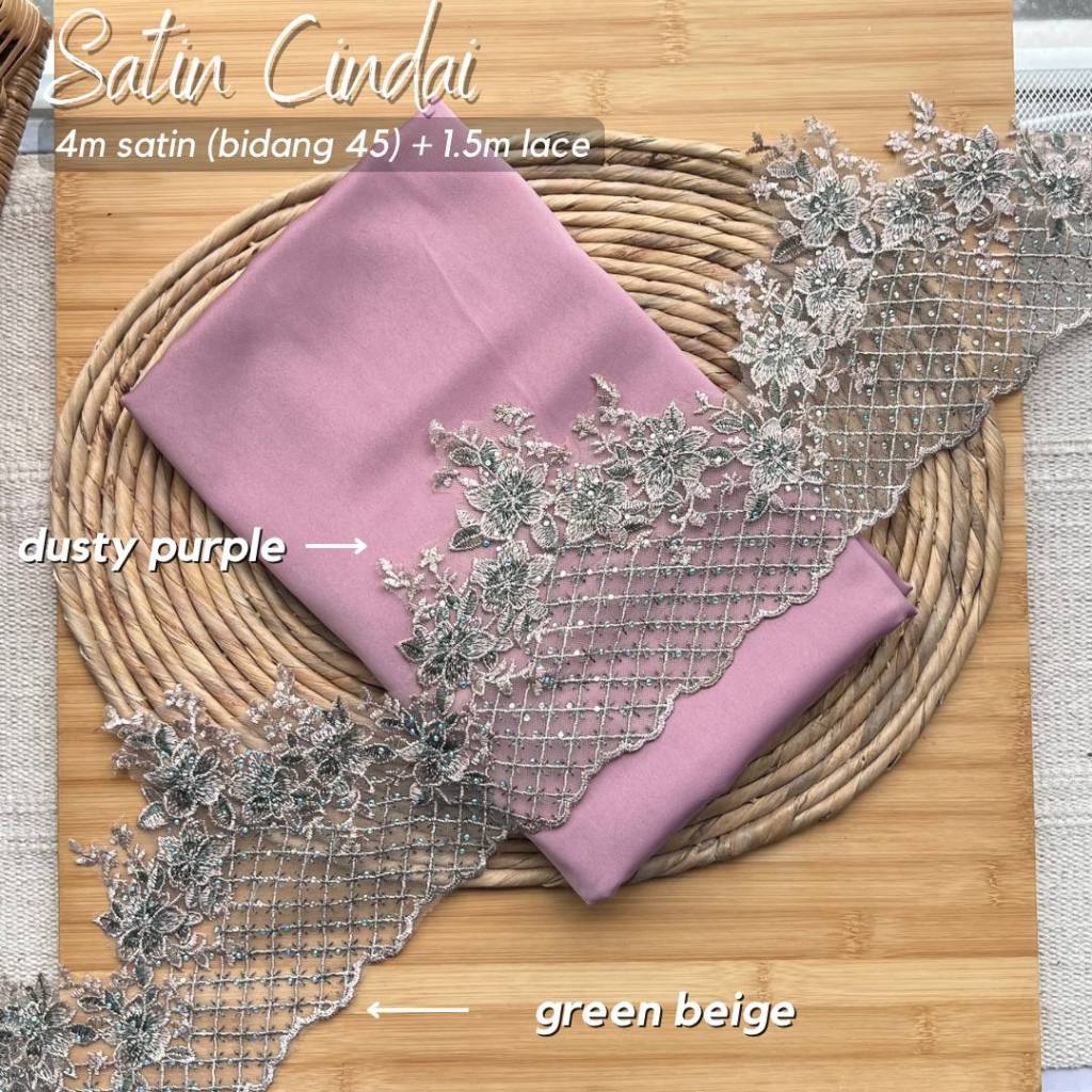 (CREAM, NUDE, ROSYBRW, DUSTYPINK, DUSTYPURPLE) SATIN CINDAI SET KAIN ...