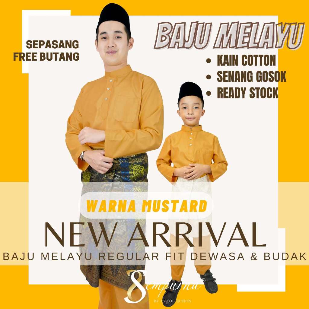 BAJU RAYA 𝟐𝟎𝟐𝟒 】READY STOCK Baju Melayu Slim Fit Dewasa & Budak WARNA ...