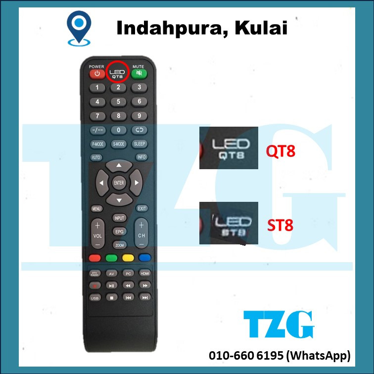 ORIGINAL SMART LED TV REMOTE CONTROL QT8 ( DIGITAL ) / ST8 ( ANDROID ) AXIES TOBISHI TF-40T2 TF ...