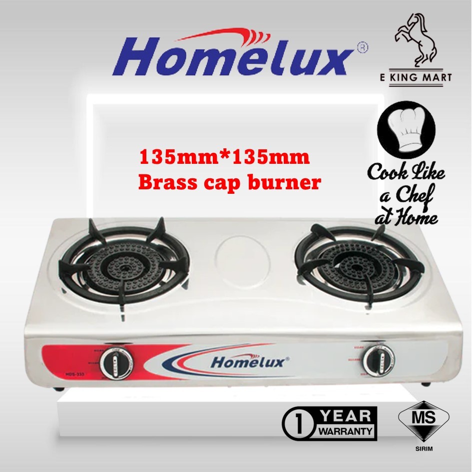 HOMELUX Gas Cooker High FIRE Flame 8.7kW Stainless Steel Body 2 Burner ...
