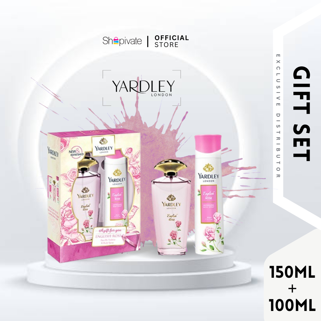 Yardley London Gift Set ENGLISH ROSE EDT 100ml + Body Spray For Women ...