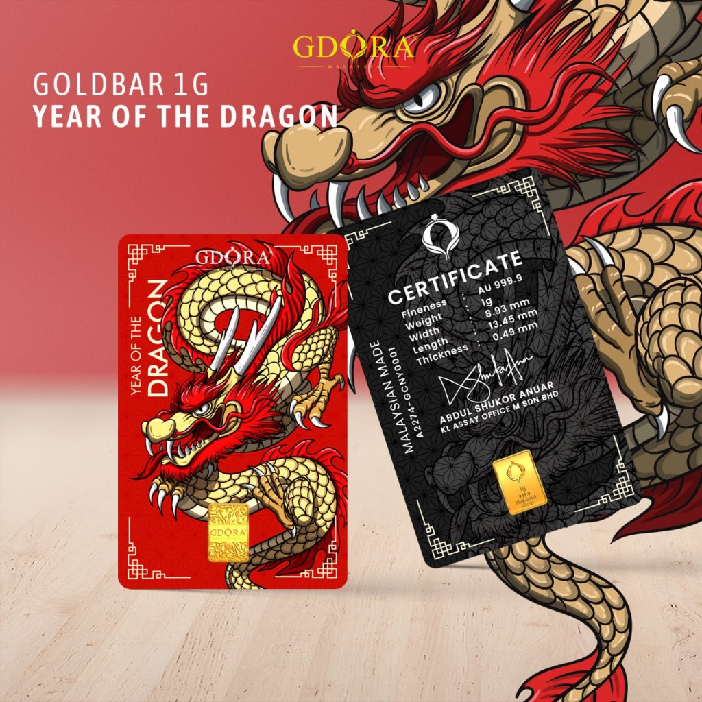 GDORA Gold Bar Furious Dragon 1.00gram 999.9 | Shopee Malaysia