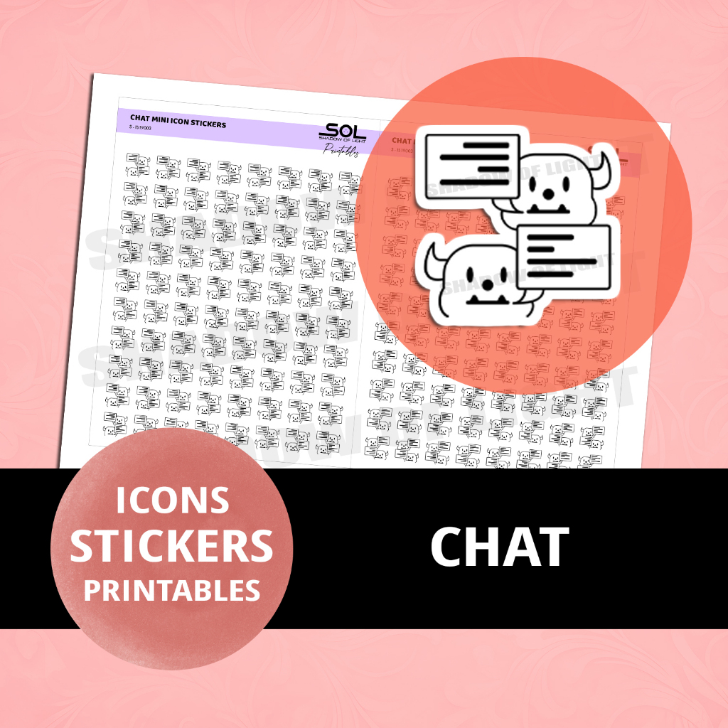 Printable Chat Icon Stickers | PDF | Planner Stickers | Hobonichi ...