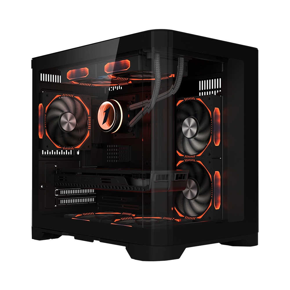 1st Player UV5 BLACK | Micro ATX Gaming PC Casing | U-Shaped Tempered ...