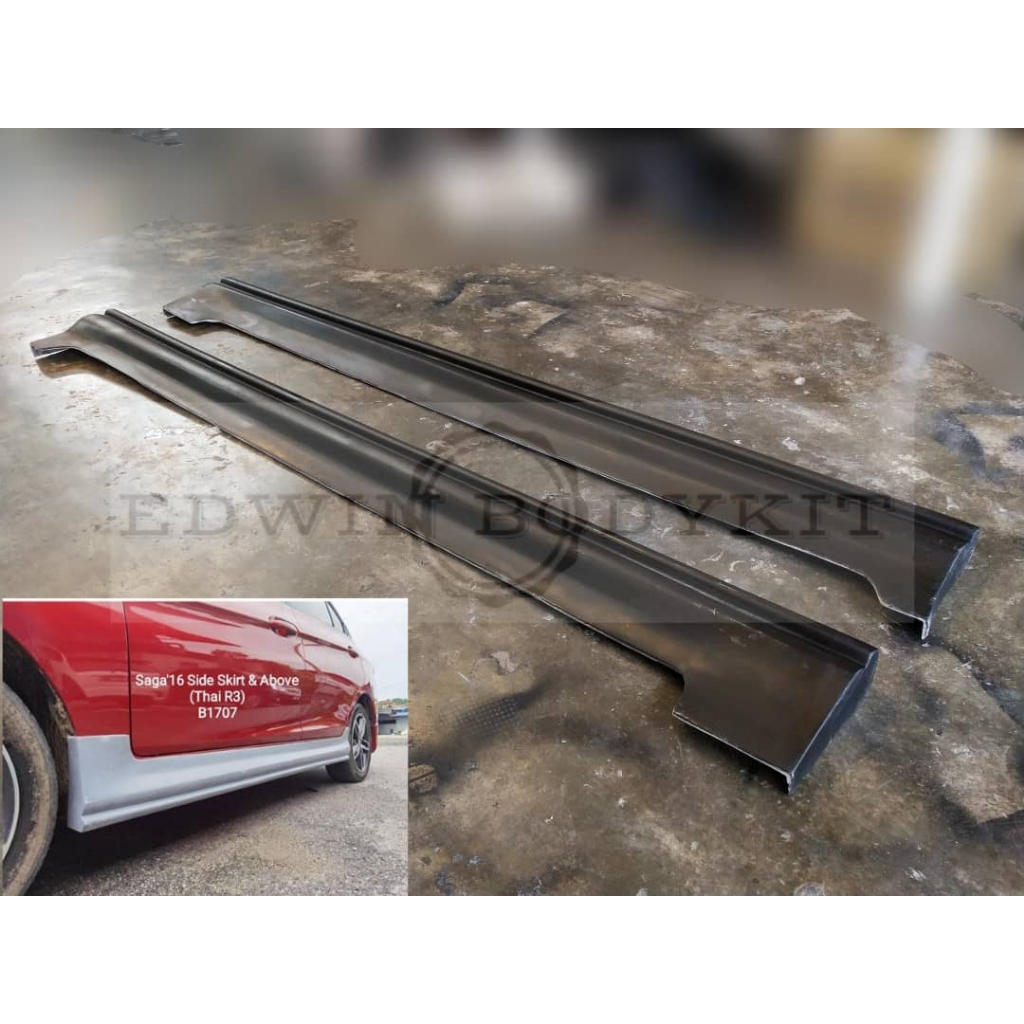 Saga VVt Thai R3 Side Skirt PU & Fiber Bodykit Tepi Skirt Lip Fiber ...