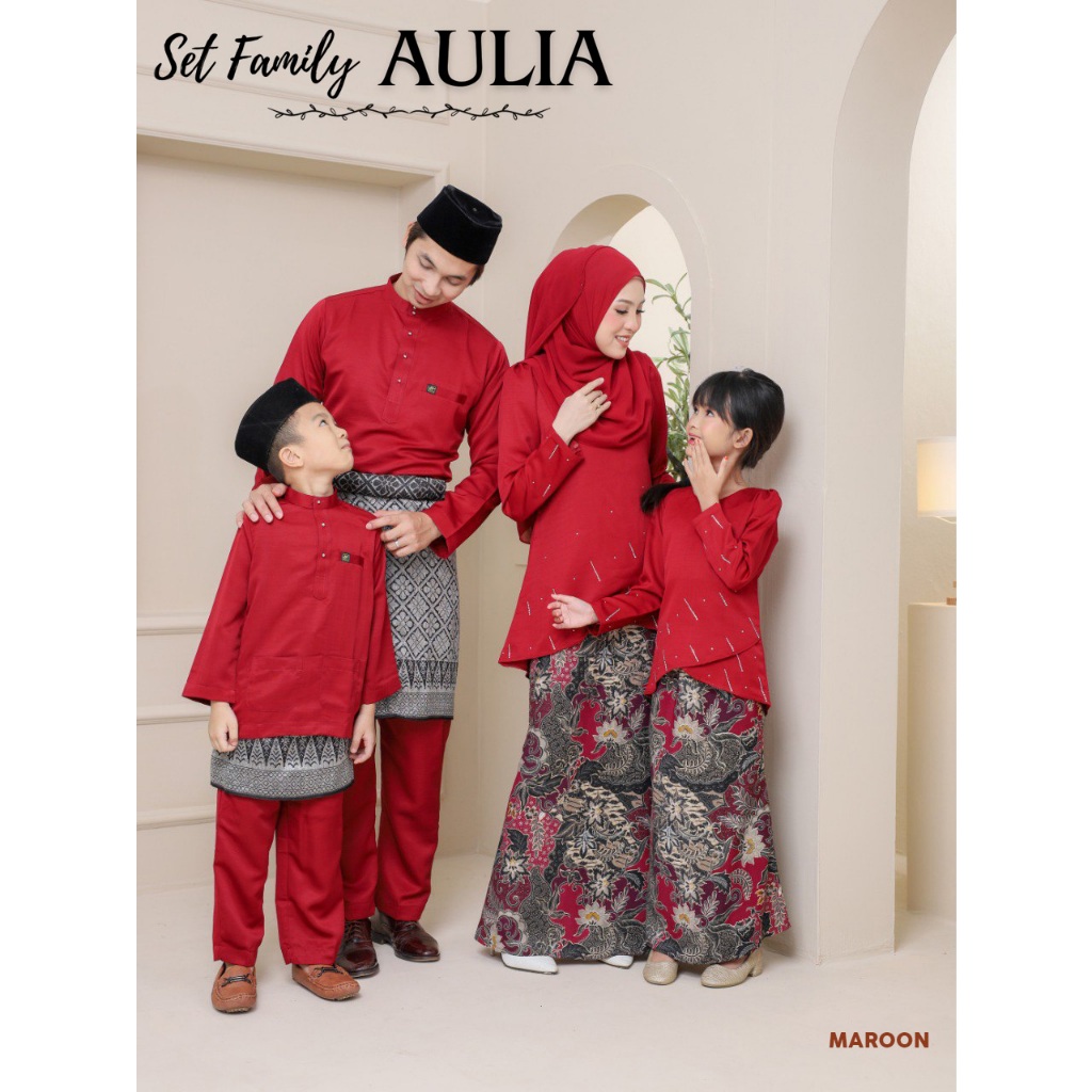 SET FAMILY AULIA MAROON / SET FAMILY RAYA / NEW DESIGN | Shopee Malaysia
