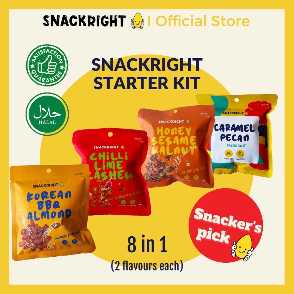 SnackRight Signature NUTTY Starter Bundle Kit (8 packets) | Non Fried, No Oil, No Preservative ...