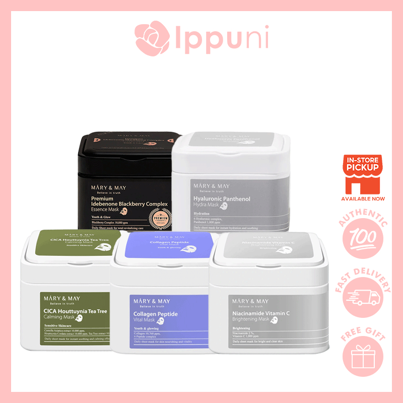 MARY & MAY Mask 30EA [ Niacin Vit C /Collagen Peptide/ Cica Houttuynia ...