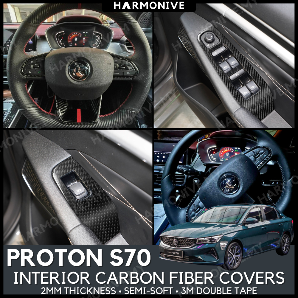 PROTON S70 Carbon Fiber Accessories Interior Protective Real Carbon Fiber Covers Door Anti Kick ...