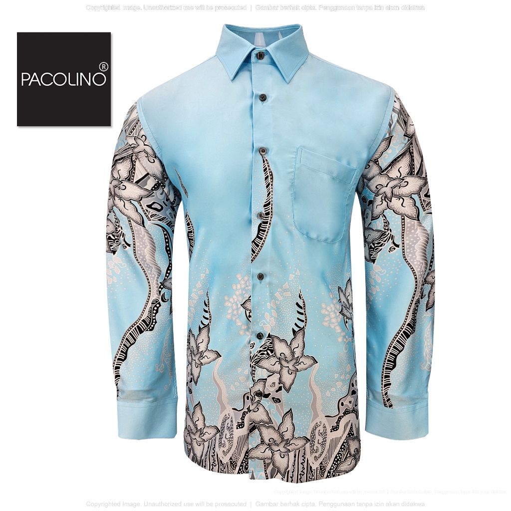 Pacolino Malaysia Men Batik Long Sleeve Regular - Light Blue Colour ...
