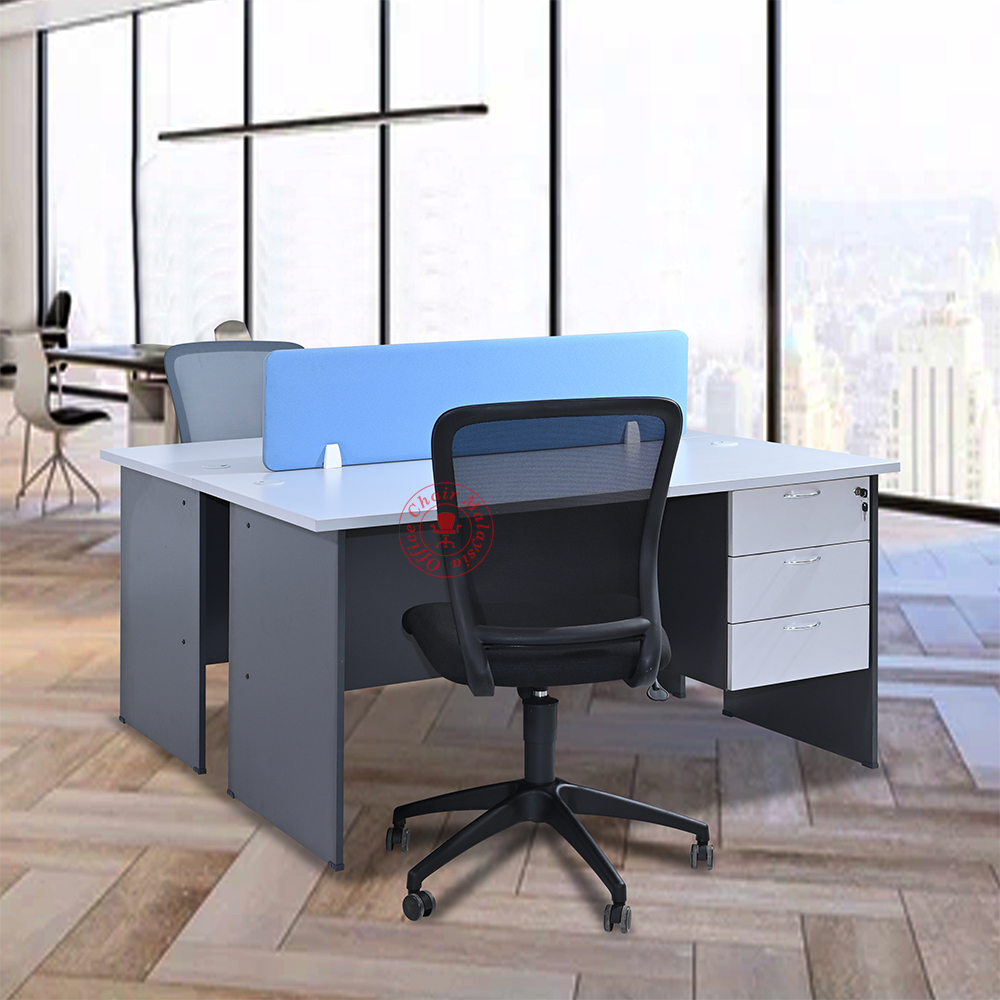 Cluster of 2 Workstation Office Table with Hanging Drawer | Meja ...