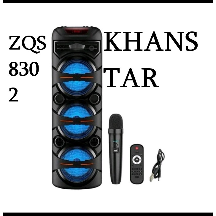 ZQS 8302/8301 SPEAKER KARAOKE/ BLUETOOTH USB /AUX Portable LED Rechargeable Bluetooth Bass ...
