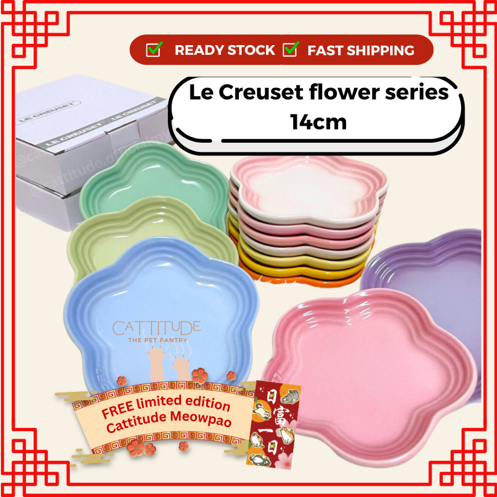 【小红书同款】Le Creuset Ceramic Flower Plate Cat Food Plate Serving Plate ...