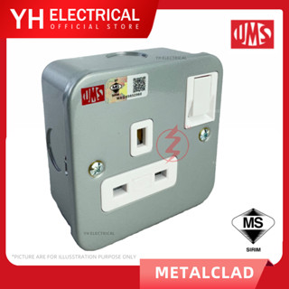 UMS Metal Clad 13A 1 Gang Switched Socket Outlet (1213M) Industrial ...