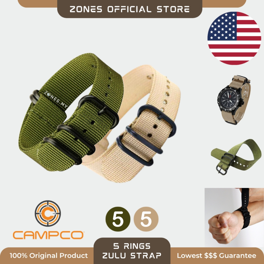 CAMPCO USA Premium NATO ZULU 5-Ring 22mm PVD Military Watch Strap ...