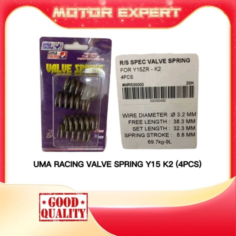 UMA RACING Y15 VALVE SPRING K2 R/S SPEC 4PCS WIRE DIAMETER 3.2MM SPRING ...