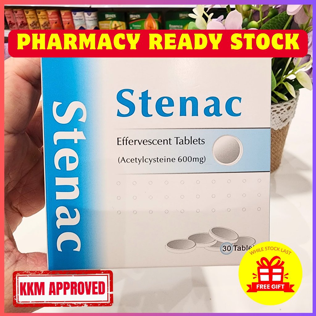 STENAC ACETYL CYSTEINE EFFERVESCENT 600MG 10's/30's - MUCOLYTIC, FLU ...