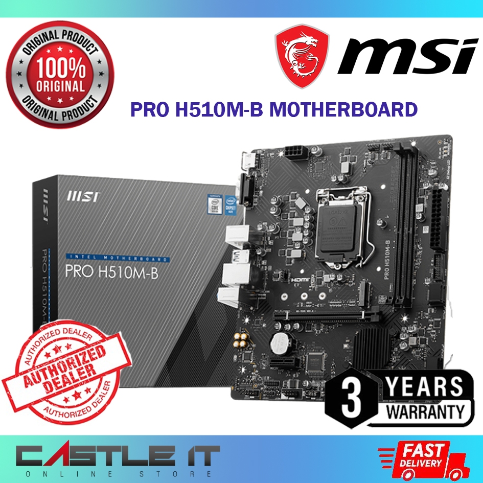 MSI H510M-B PRO Intel Core i9 i7 i5 i3 11th 10th Gen Motherboard ...