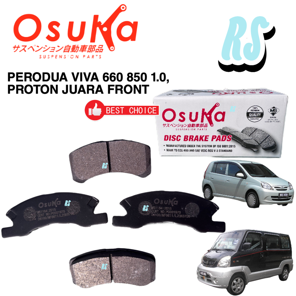OSUKA Brake Pad Front PERODUA VIVA 660, 850, PROTON JUARA (D6100 ...