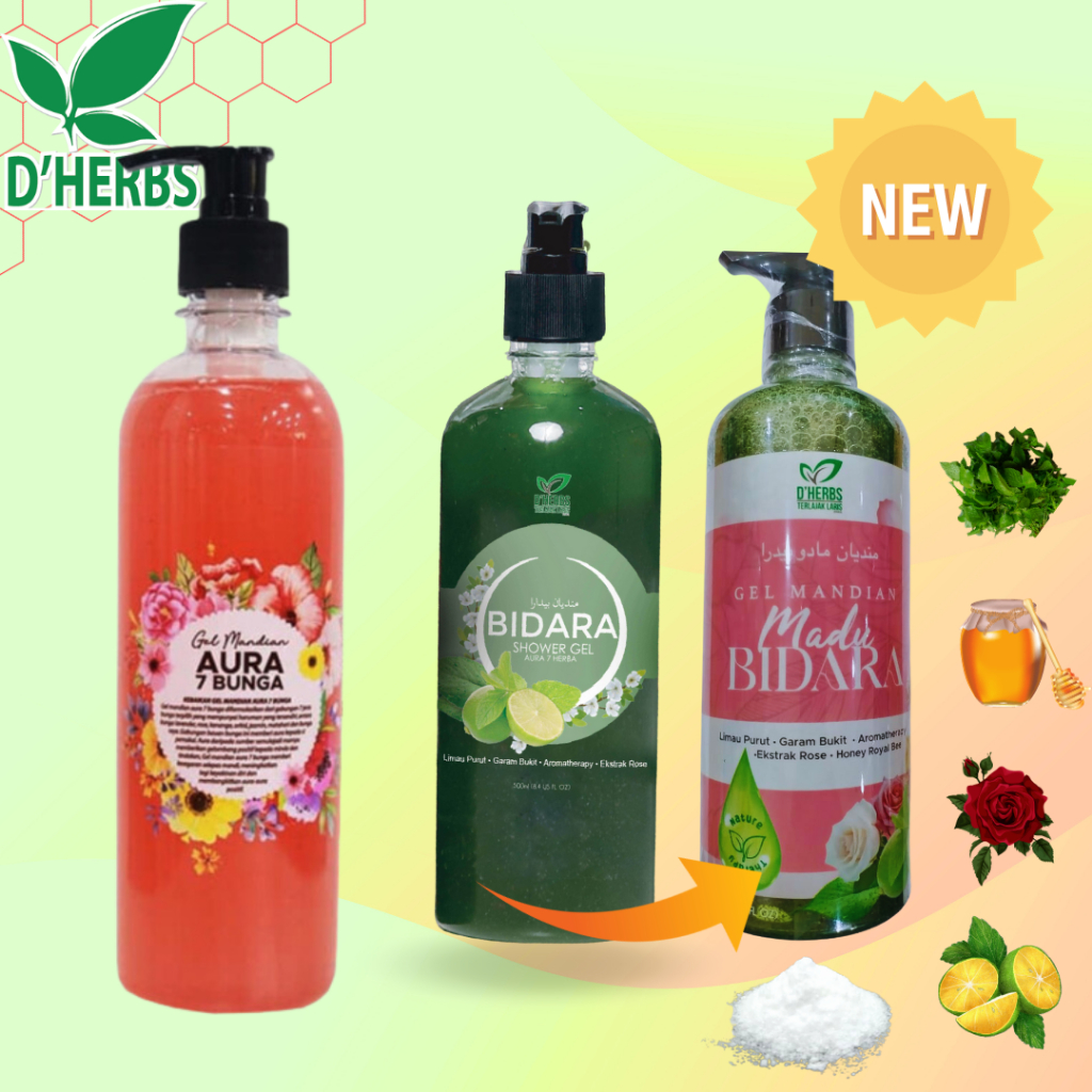 DHERBS GEL MANDIAN BIDARA AURA 7 BUNGA(500ML) & GEL MANDIAN BIDARA MADU ...