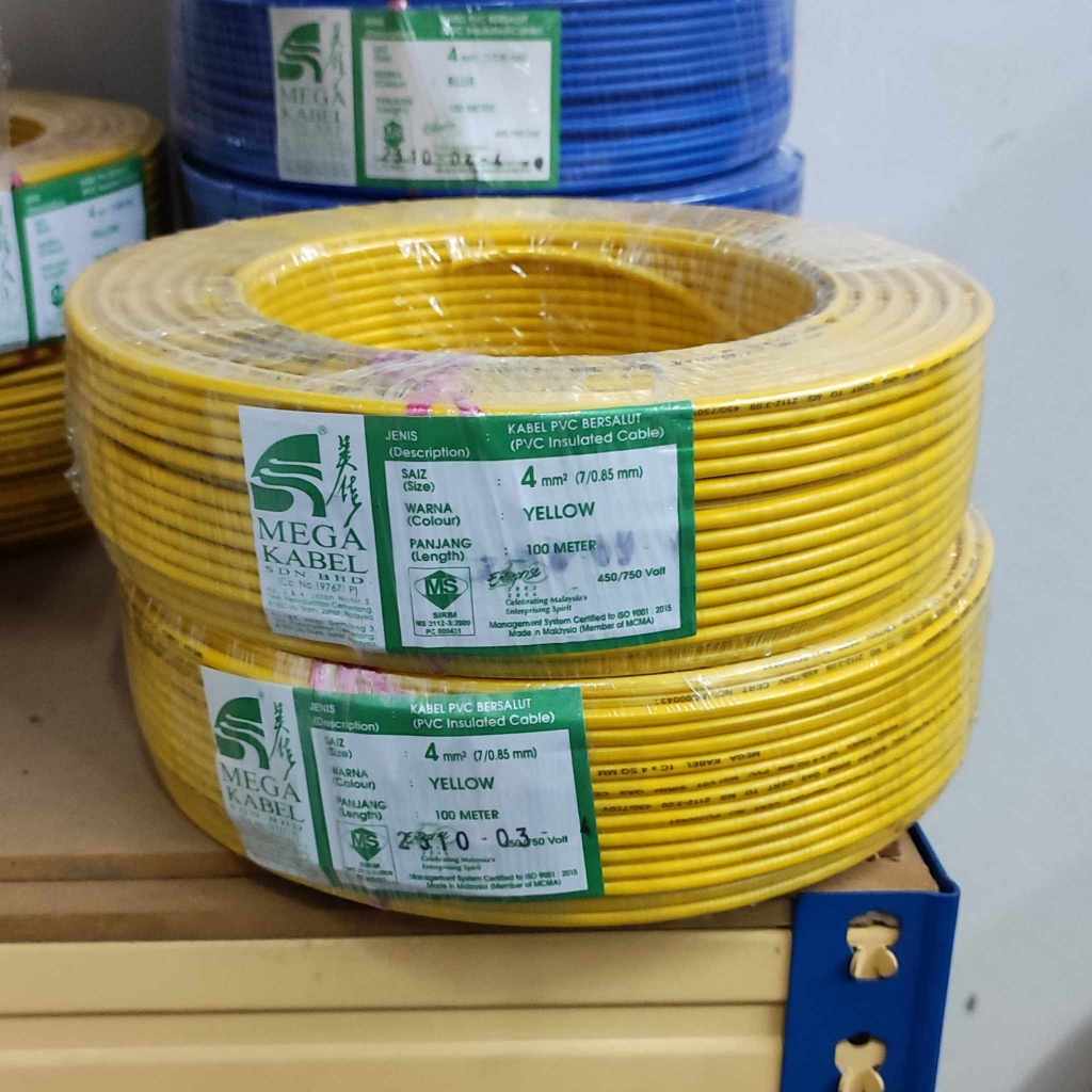 【Loose Cut】Mega Kabel 4mm Insulated PVC 100% Pure Copper Cable *SIRIM* (RED/BLACK/GREEN/BLUE ...