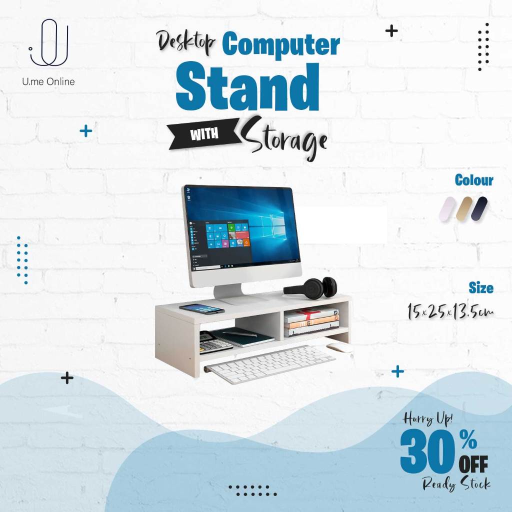 U.me Computer Monitor Stands Screen Increase Shelf Base Laptop Stand ...