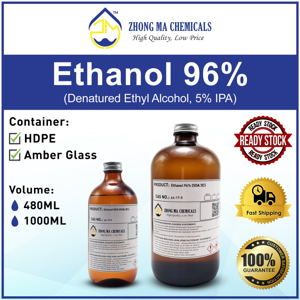 Ethanol Alcohol 96% (Sanitizer, Ethyl Rubbing Alcohol, Ethyl Alcohol ...