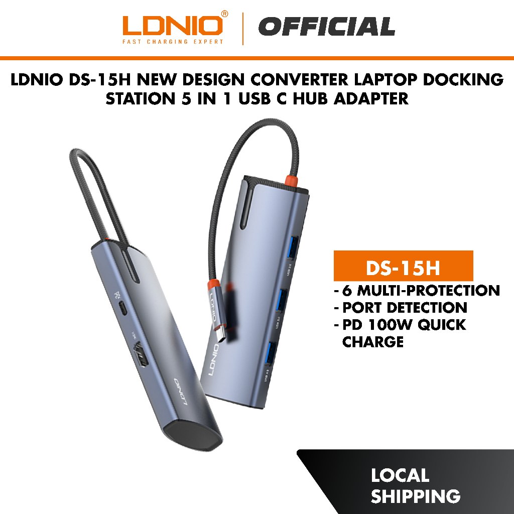 LDNIO DS-15H New Design Converter Laptop Docking Station 5 In 1 USB C ...