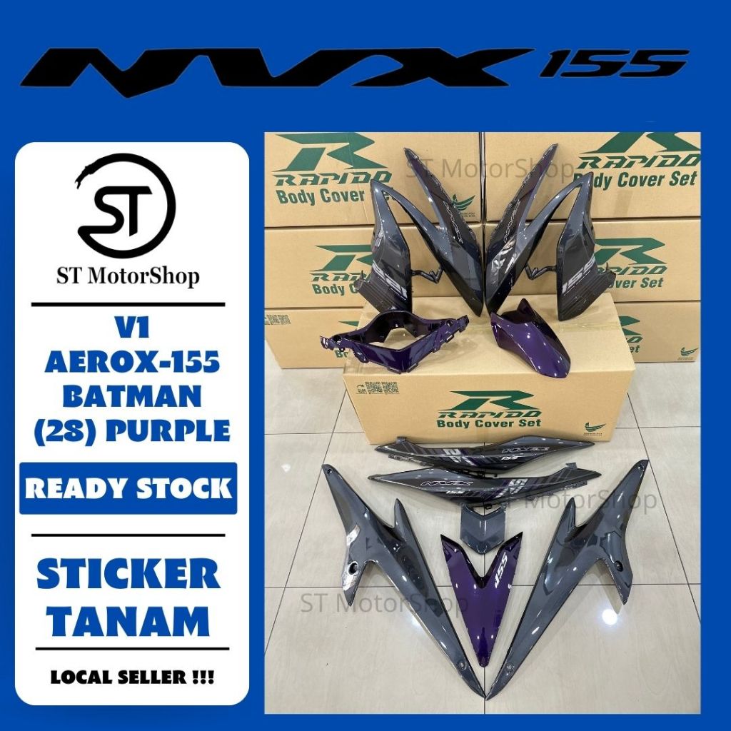 YAMAHA Nvx-155 Nvx V1 Aerox-155 Batman (28) Purple Red Cover Set RAPIDO ...