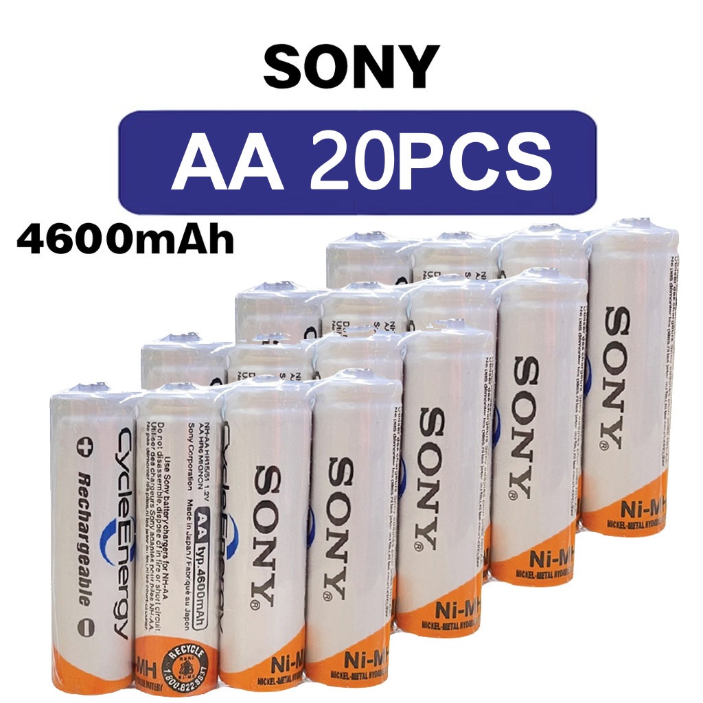 Sony AA/AAA rechargeable battery 4600 mAh and 4300 mAh NiMH rechargeable battery 20PCS | Shopee ...