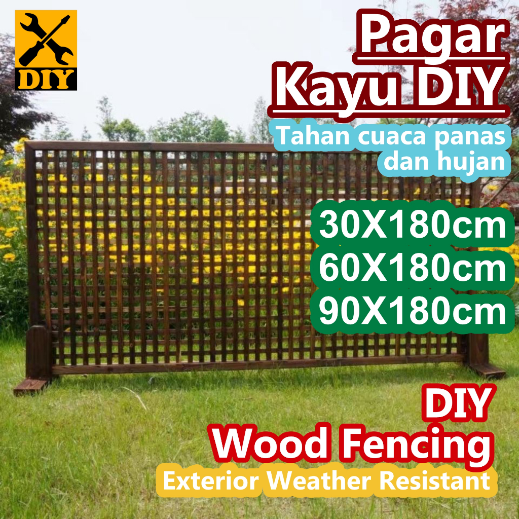 Pagar Kayu Wood Fencing Net180cm Outdoor Quality Wood Partition Garden ...