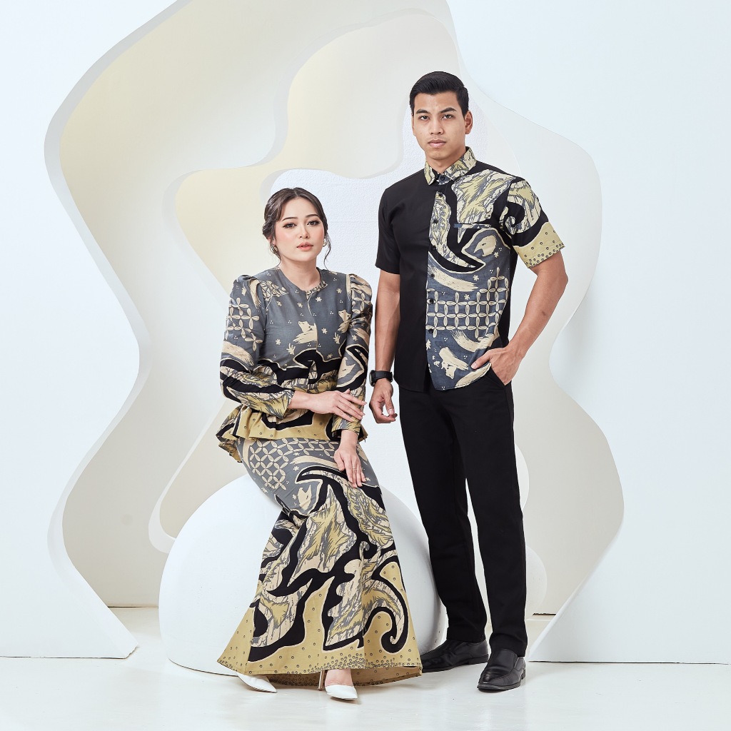 Rossa Collections Batik Couple Set Chyara Raya 2024 in Yellow [NEW ...