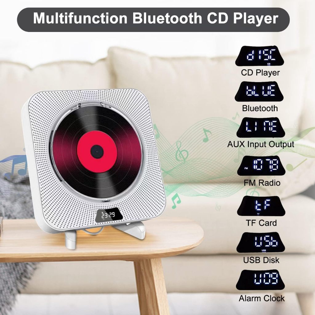 Wall Mounted CD Player Surround Sound FM Radio Bluetooth USB MP3 Disk ...
